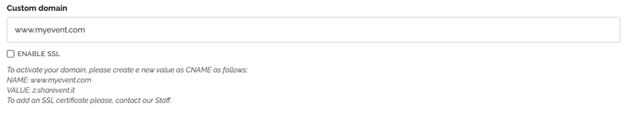 Dominio Personalizzato – SharEvent On-Line Docs
