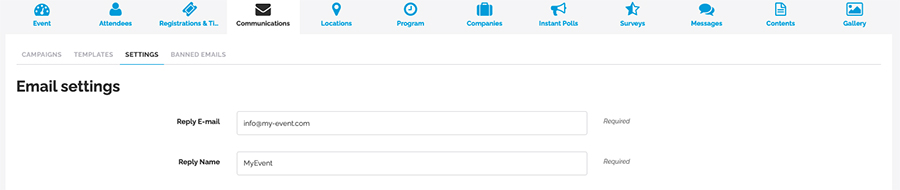 Configurare le impostazioni di invio e-mail – SharEvent On-Line Docs